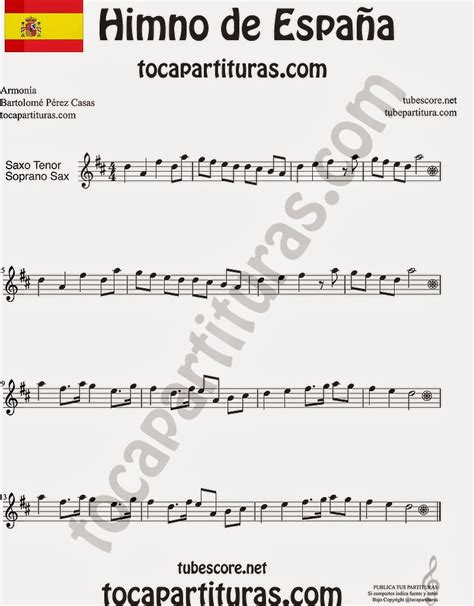 Tocapartituras Himno De España Partitura De Flauta Violín Saxofón