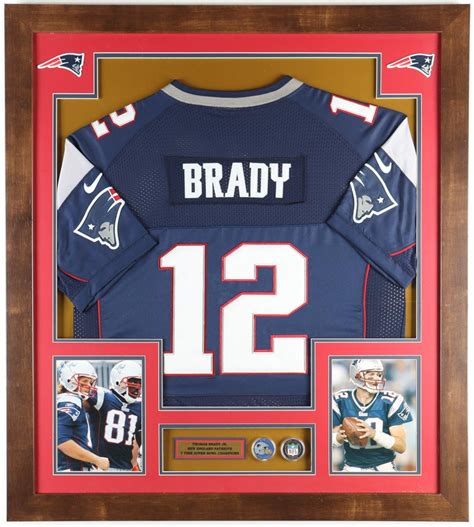 Tom Brady Custom Framed Nike Jersey Display With 2 Nfl Coins