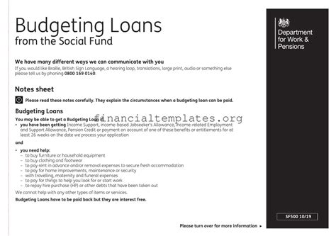 Blank Dwp Budgeting Loan Application Pdf Form ️