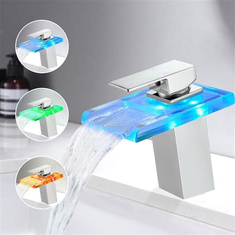 Inster Single Handle Single Hole Bathroom Faucet Led Light 3 Colors