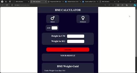 Mukesh Kumar On Linkedin Webdevelopment Bmicalculator Javascript Html Css Responsivedesign