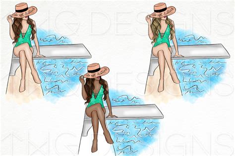 Fashion Girl Pool Summer Clip Art An Illustration By Twg Designs