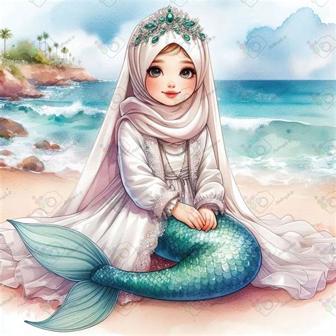 بک گراند کودکانه پری دریایی ناز با حجاب کد 42289ویژه عکس گراف عکس گراف