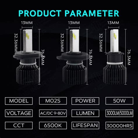Rtd M02s Universal Motorcycle Led Headlight Bulbs 50w