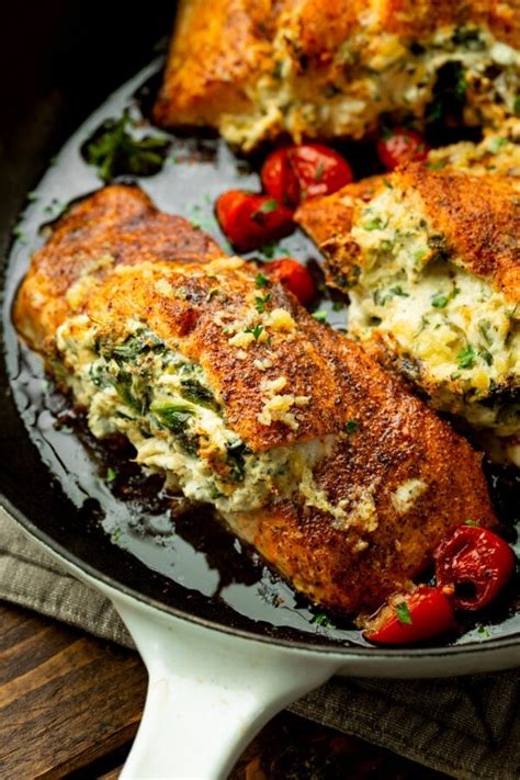 Spinach Artichoke Stuffed Salmon
