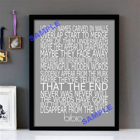Lovers Carvings Bibio Framed Lyrics Wall Art Design