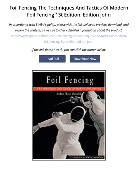Foil Fencing The Techniques And Tactics Of Modern Foil Fencing 1st