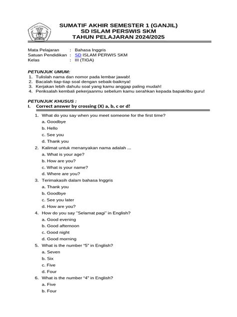 Sts 1 Kelas Iii Binggris Pdf