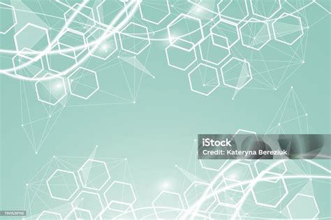 과학적인 육각형 패턴의 현대 미래 배경 입자 의료 기술 화학 과학에 대 한 분자 구조와 가상 추상적인 배경입니다 소셜 네트워크