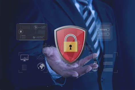Cybersecurity And Privacy Concepts To Protect Data Business Man Shows How To Protect Cyber