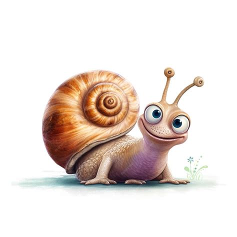 Premium Photo A Snail With A Big Smile And A Flower On Its Face