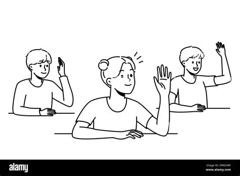 Hands Up In Classroom Cut Out Stock Images And Pictures Alamy