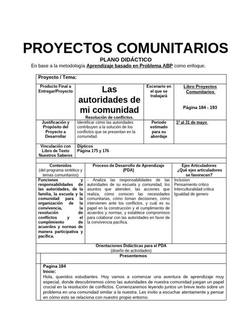 Proyectos Comunitarios Mayo Pdf Aprendizaje
