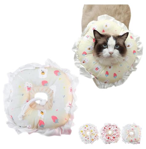 Jtaot Cute Cat Recovery Collar Soft Adjustable Cats Cone Anti Bite Pet