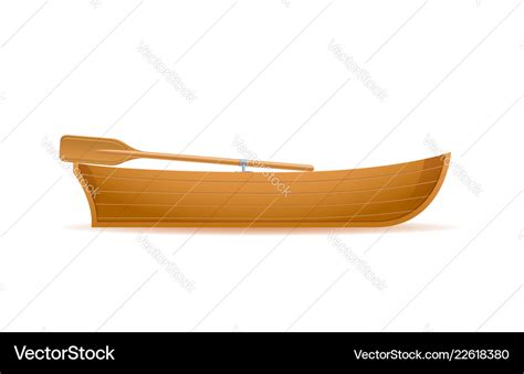 Wooden Boat Side View Royalty Free Vector Image