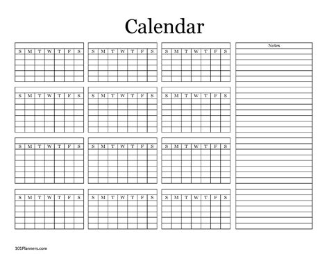 Free Printable Blank Yearly Calendar 2024 Printables For Everyone