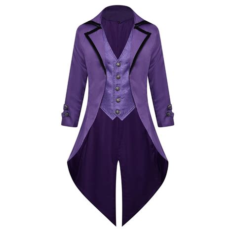 Ohmzyzo Mens Gothic Tailcoat Jackets Vintage Steampunk Button Down Long
