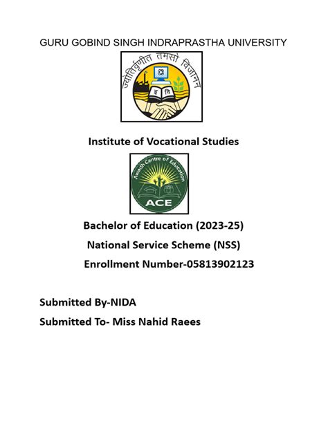 Nss Activities File Ipu Collage Pdf Sex Education Teachers