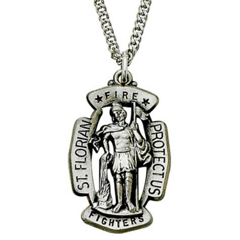 St Florian Firefighter Necklace Sterling Silver Medal On 24
