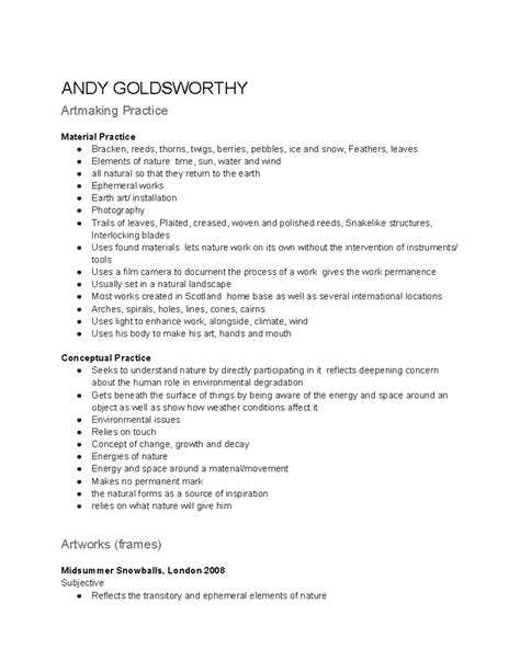 Notes Andy Goldsworthy Fiona Hall Tracey Moffatt Rembrandt And Manet Andy Goldsworthy