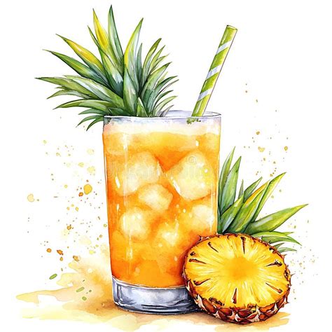 A Pineapple Drink In A Glass With A Slice Of Pineapple Generative Ai