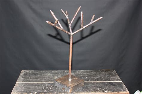 Upcycled Rebar Tree On A Wooden Base Etsy