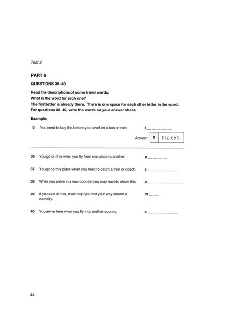 Cambridge Ket Practice Test 2 Reading Writing Parts 6 To 9 Pdf