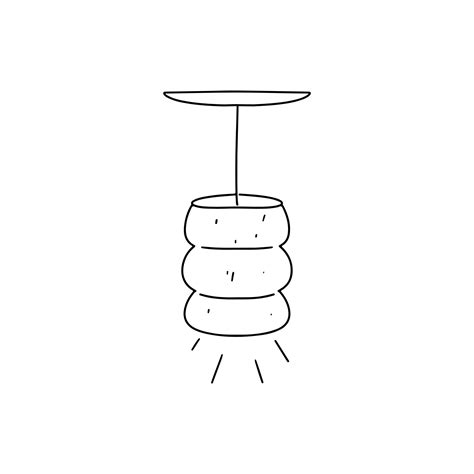 Cute Ceiling Lamp In Hand Drawn Doodle Style Vector Illustration