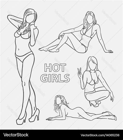 Hot Girl Sexy Pose Sketces Style Royalty Free Vector Image