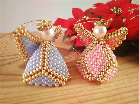 Mini 3d Beaded Christmas Angels Tree Ornament Holiday Decorations