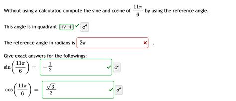 Solved Without Using A Calculator Compute The Sine And Chegg