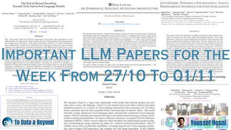 Important Llm Papers For The Week From 2710 To 0111 By Youssef