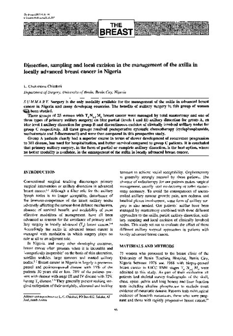 Pdf Dissection Sampling And Local Excision In The Management Of The