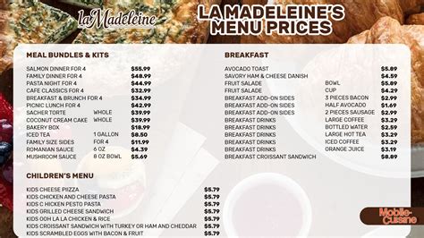 La Madeleine Menu Prices Free Lemon Madeleine Coupon 2024