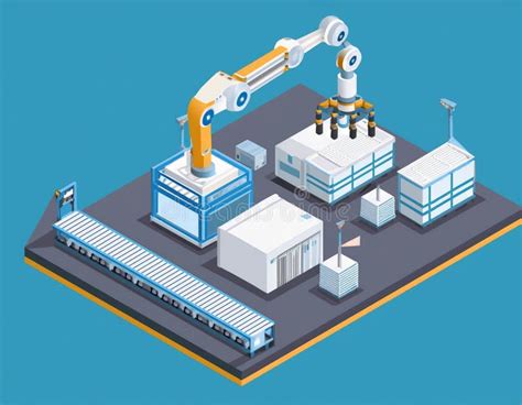Vector Illustration Of Industrial Factory Processing Assembly Line Stock Illustration