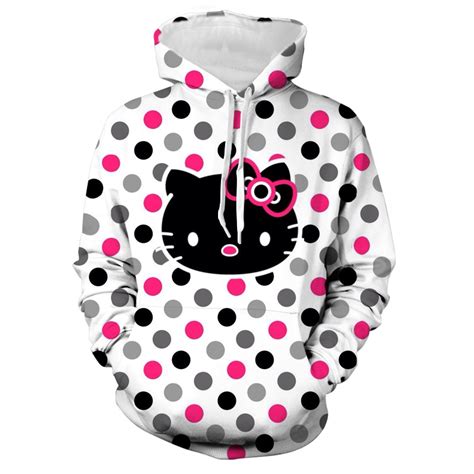 連帽毛衣可愛 3d 數碼打印春裝hello Kitty大學t的連帽衛衣外套 蝦皮購物