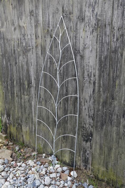 Trellis Leaf Shape Galvanised Metal Leaf Trellis Plant Etsy Uk