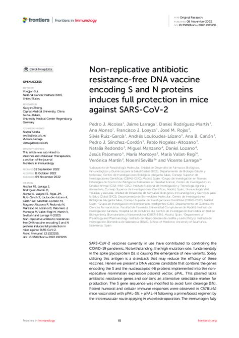 Pdf Non Replicative Antibiotic Resistance Free Dna Vaccine Encoding S And N Proteins Induces