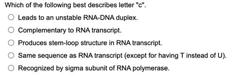 Solved Which Of The Following Best Describes Letter A