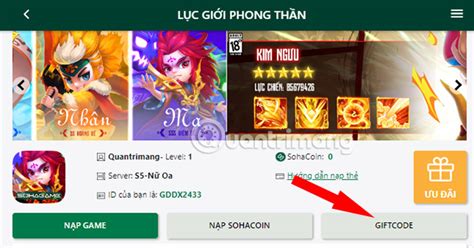 code lục giới phong thần mới nhất và cách nhập code