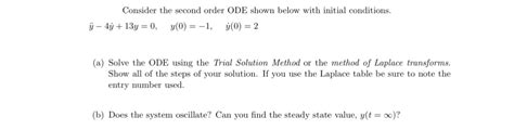 Solved Consider The Second Order Ode Shown Below With