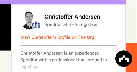 Christoffer Andersen Speditør At Bhs Logistics The Org