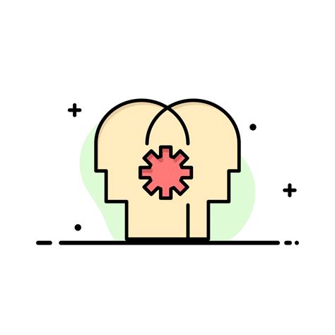 Brain Control Mind Setting Business Flat Line Filled Icon Vector Banner