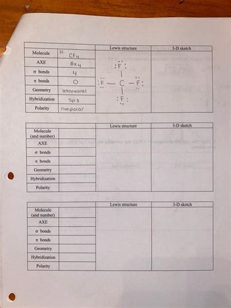 Solved Lewis Structure 3 D Sketch Molecule Nh Н Axe Ax4 O
