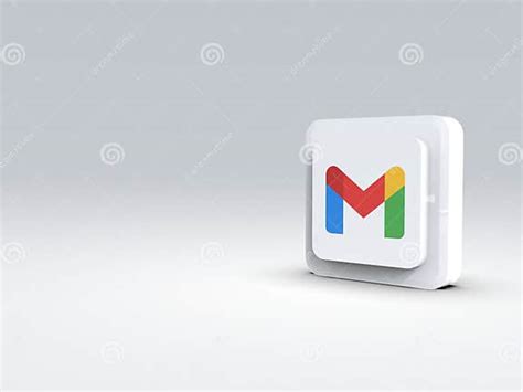New Gmail App 3d Render White Background Isolated Button Side View Editorial Photography