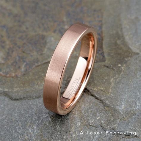 Rose Gold Tungsten Wedding Ring Mens Wedding Band Etsy Mens