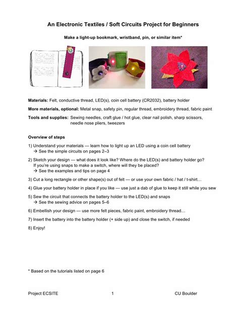 pdf an electronic textiles soft circuits project for beginners