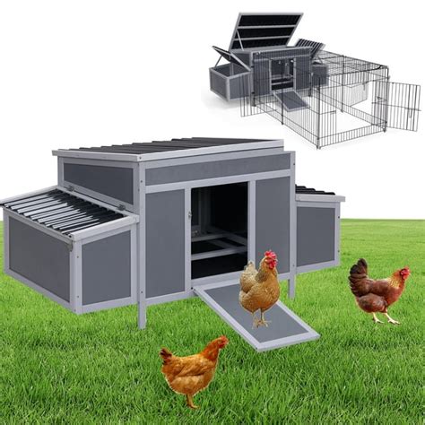 3 In 1 Chicken Coop For 4 Chickens Wood Chicken Coop With Nesting