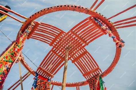 Premium Photo The Wooden Details Of The Asian Yurt Lie On The Pavement Assembling The Yurt
