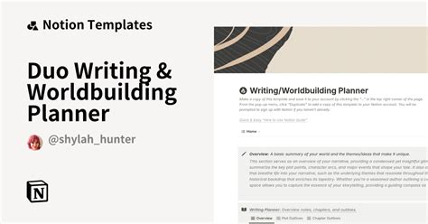 Duo Writing And Worldbuilding Planner Template Notion Marketplace